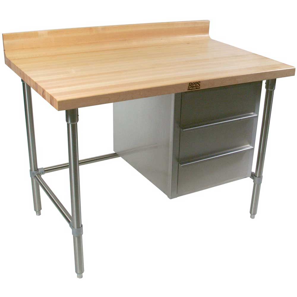 John Boos Penetrating Oil Finish Maple Top Bakers Table with Three ...