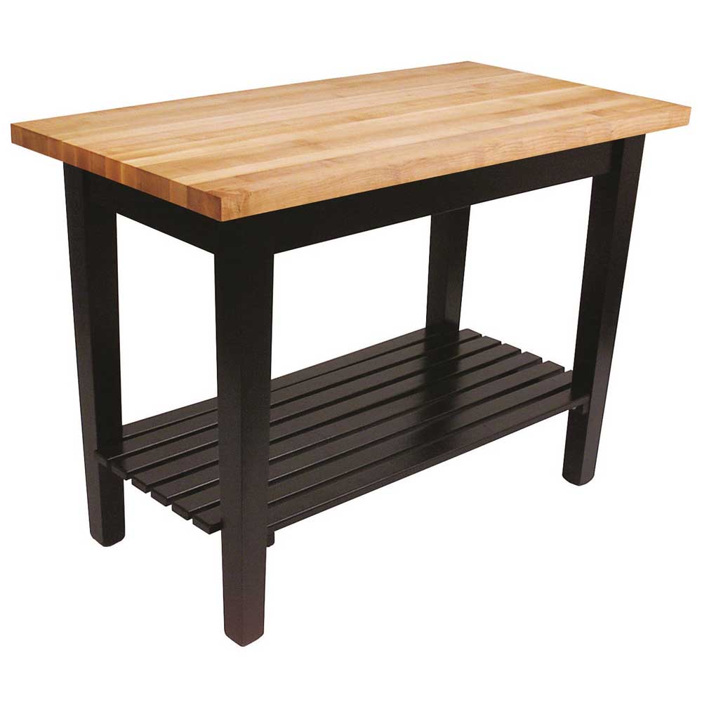 John Boos Cream Finish Black Base Maple Classic Country Work Table with ...