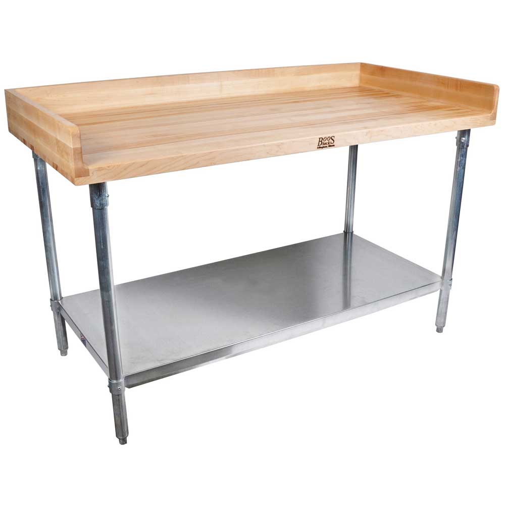 John Boos Maple Oil Finish Top Work Table with Stainless Steel Base and ...