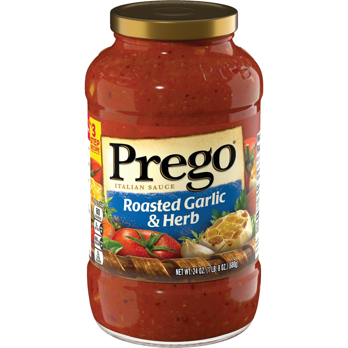 Prego Roasted Garlic and Herb Classic Italian Spaghetti Sauce, 24 Ounce ...