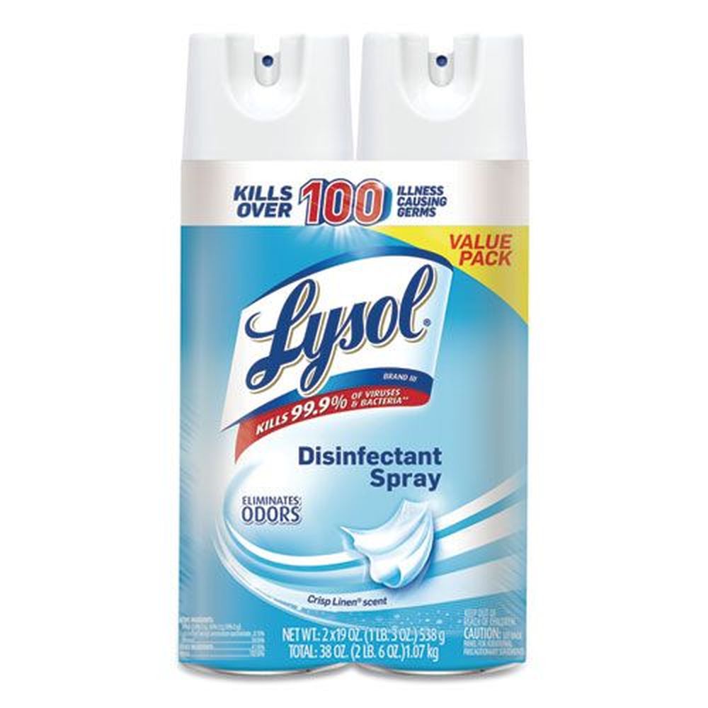 Lysol 19 Ounce Crisp Linen Disinfectant Aerosol Spray, 2 count -- 4 per ...