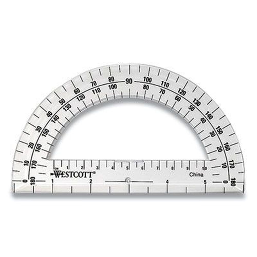 Westcott Plastic Clear 6 inch Ruler Edge 180 Degree Protractor ...