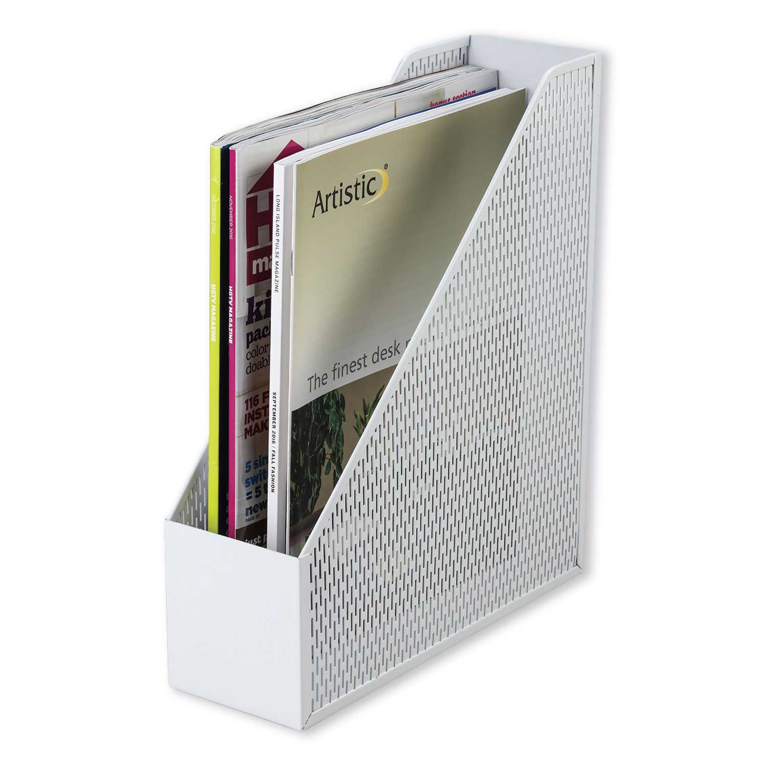 Artistic White Urban Collection Punched Metal Magazine and File Folder ...