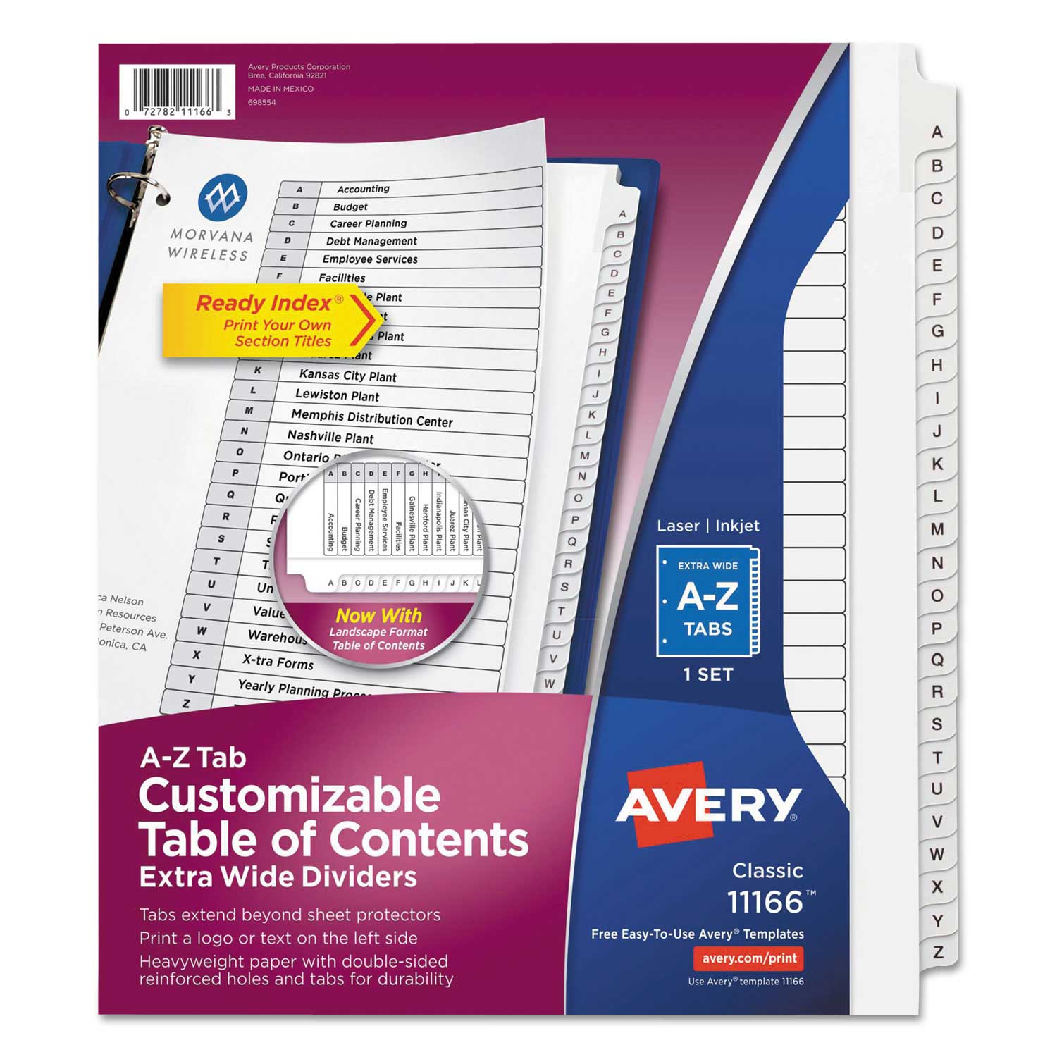 Avery Ready Index A-Z Tab Customizable TOC Ready Index Black and White ...