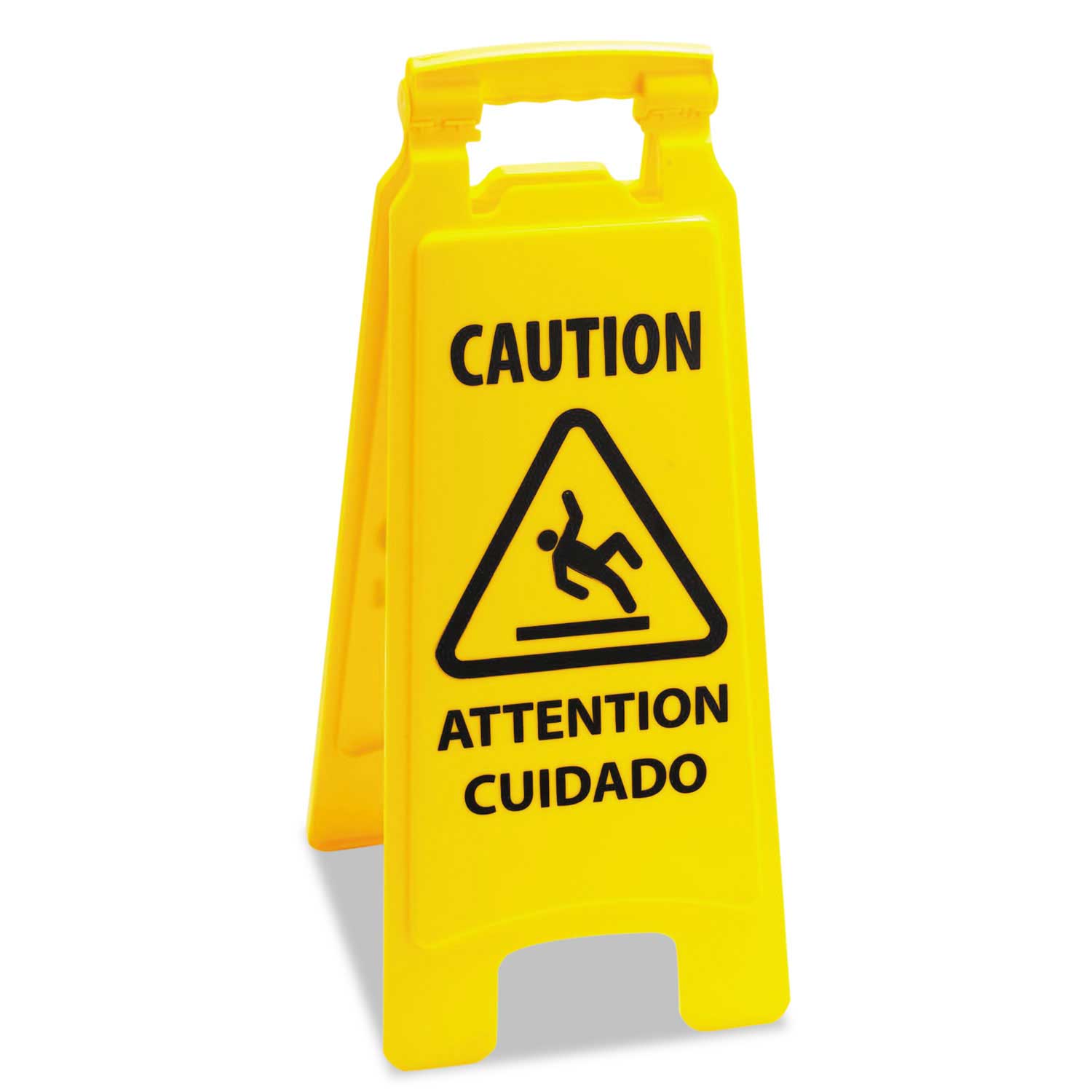 Boardwalk Yellow 2 Sided Plastic Caution Safety Sign for Wet Floor, 10 ...
