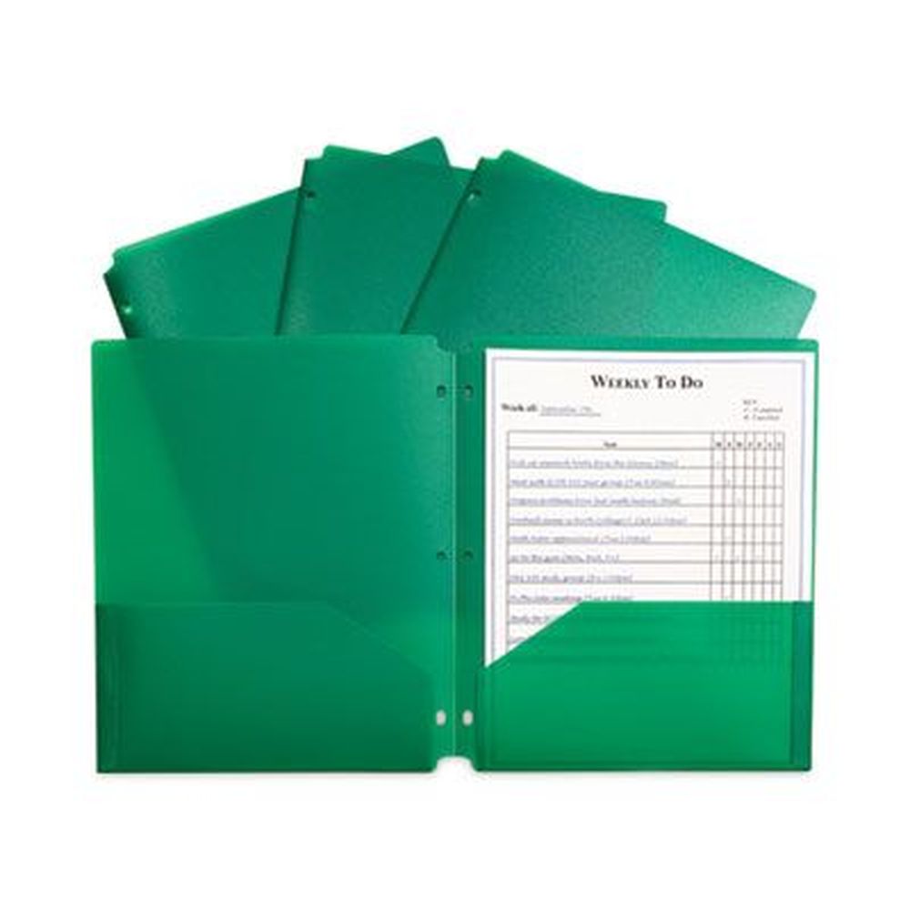 C-Line Green Two-Pocket Heavyweight Poly Portfolio Folder with 3-Hole ...