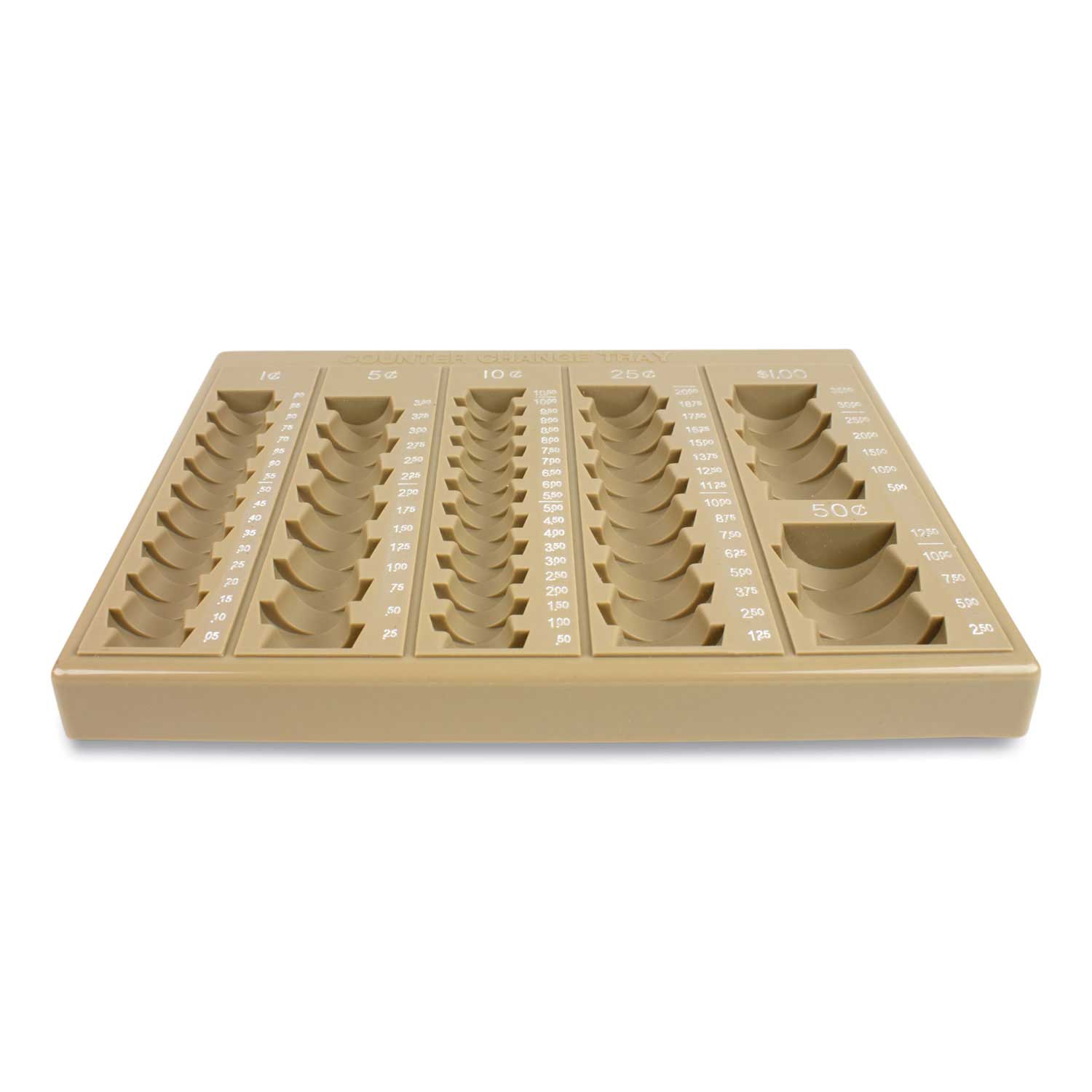 Controltek Tan 6 Compartments Stackable Plastic Coin Tray, 7.75 x 10 x ...