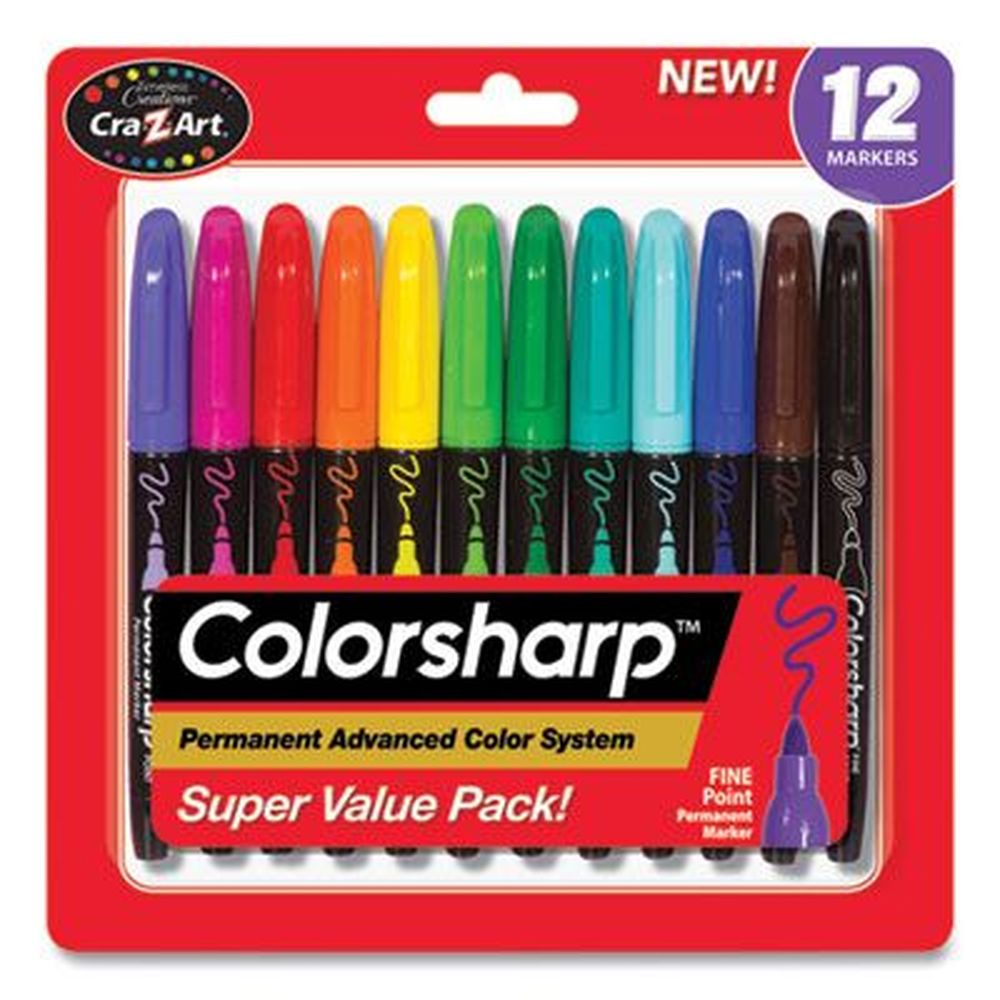 Cra-Z-Art Assorted Colors Colorsharp Permanent Markers with Fine Bullet ...