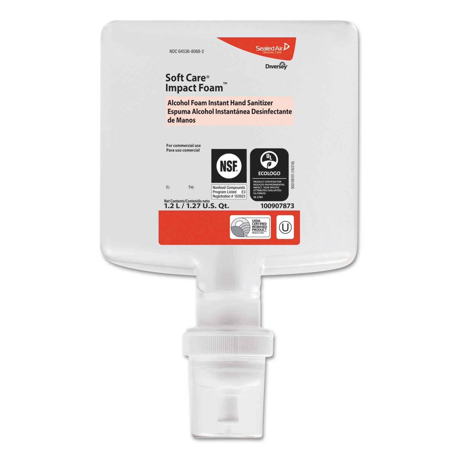 Diversey Soft Care Alcohol Impact Foam Instant Hand Sanitizer, 1200 ...