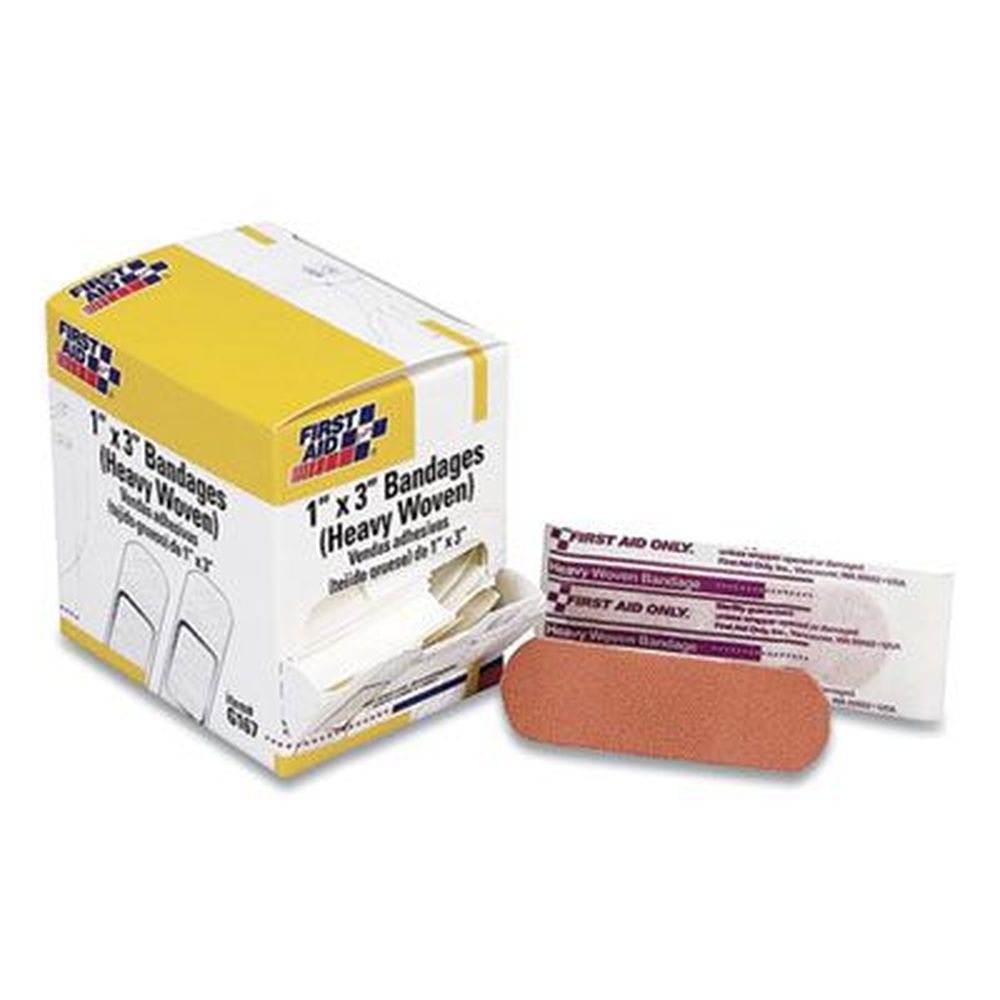 First Aid Only Heavy Woven Adhesive Bandages Strip, 1 x 3 inch -- 50 ...
