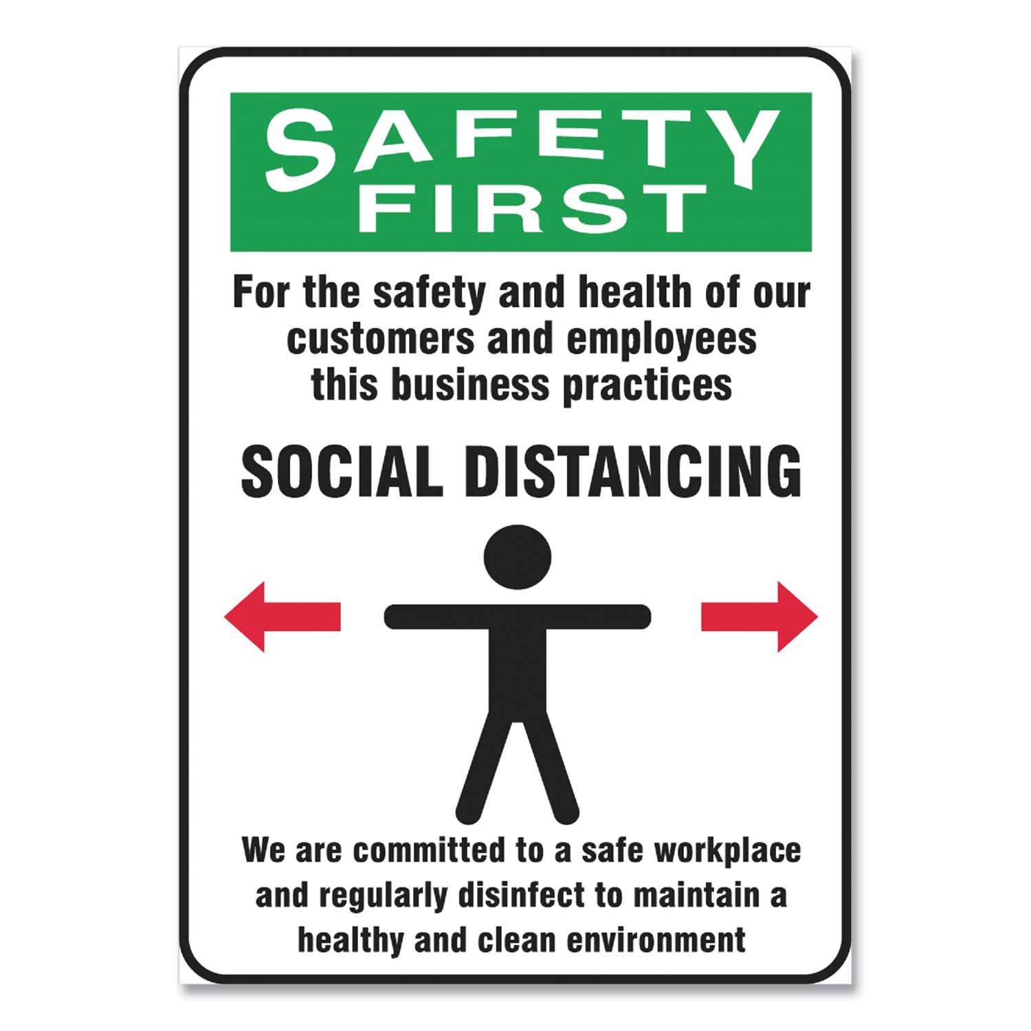 Accuform Green/White Customers and Employees Distancing Clean ...