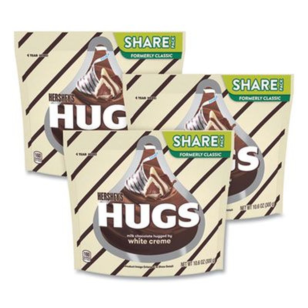 Hersheys Hugs Milk Chocolate Candy with White Crème, 1.6 Ounce Bag -- 3 ...