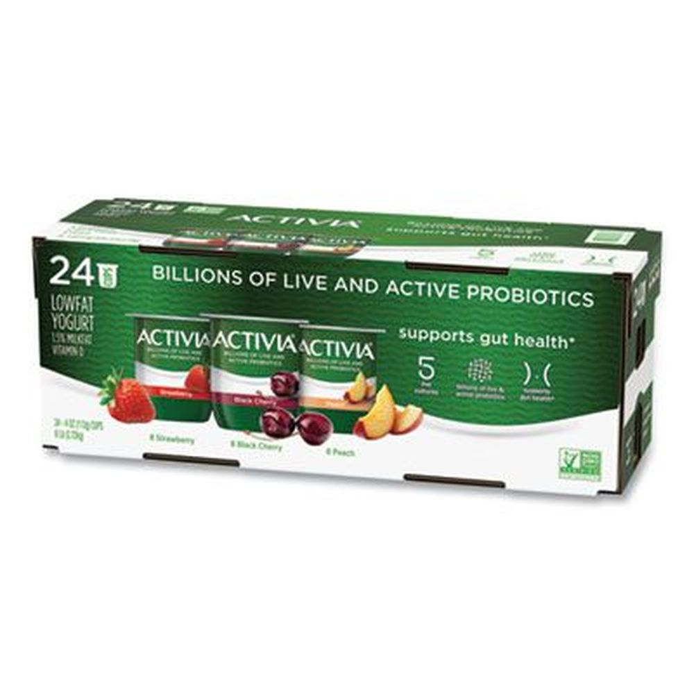 Activia Black Cherry/Peach/Strawberry Probiotic Lowfat Yogurt, 4 Ounce ...