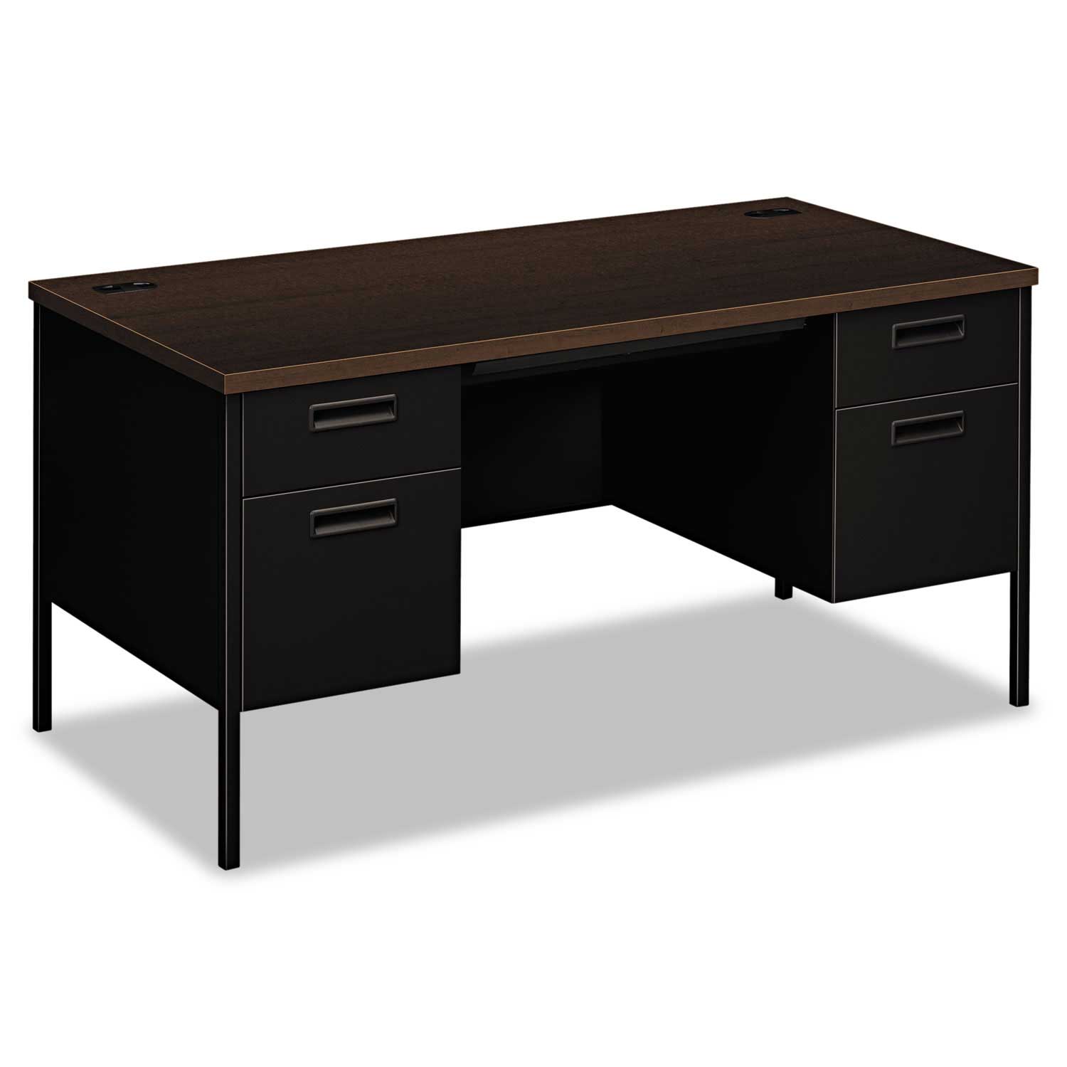 Hon Metro Classic Series Mocha/Black Double Pedestal Desk, 60 x 30 x 29 ...