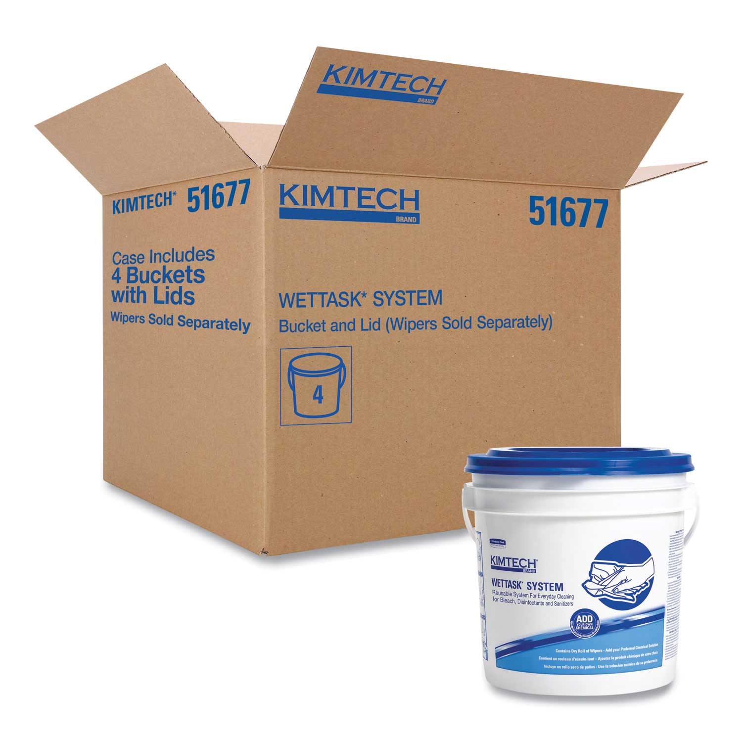 Kimtech White/Blue Wettask Wiper Bucket -- 4 per case