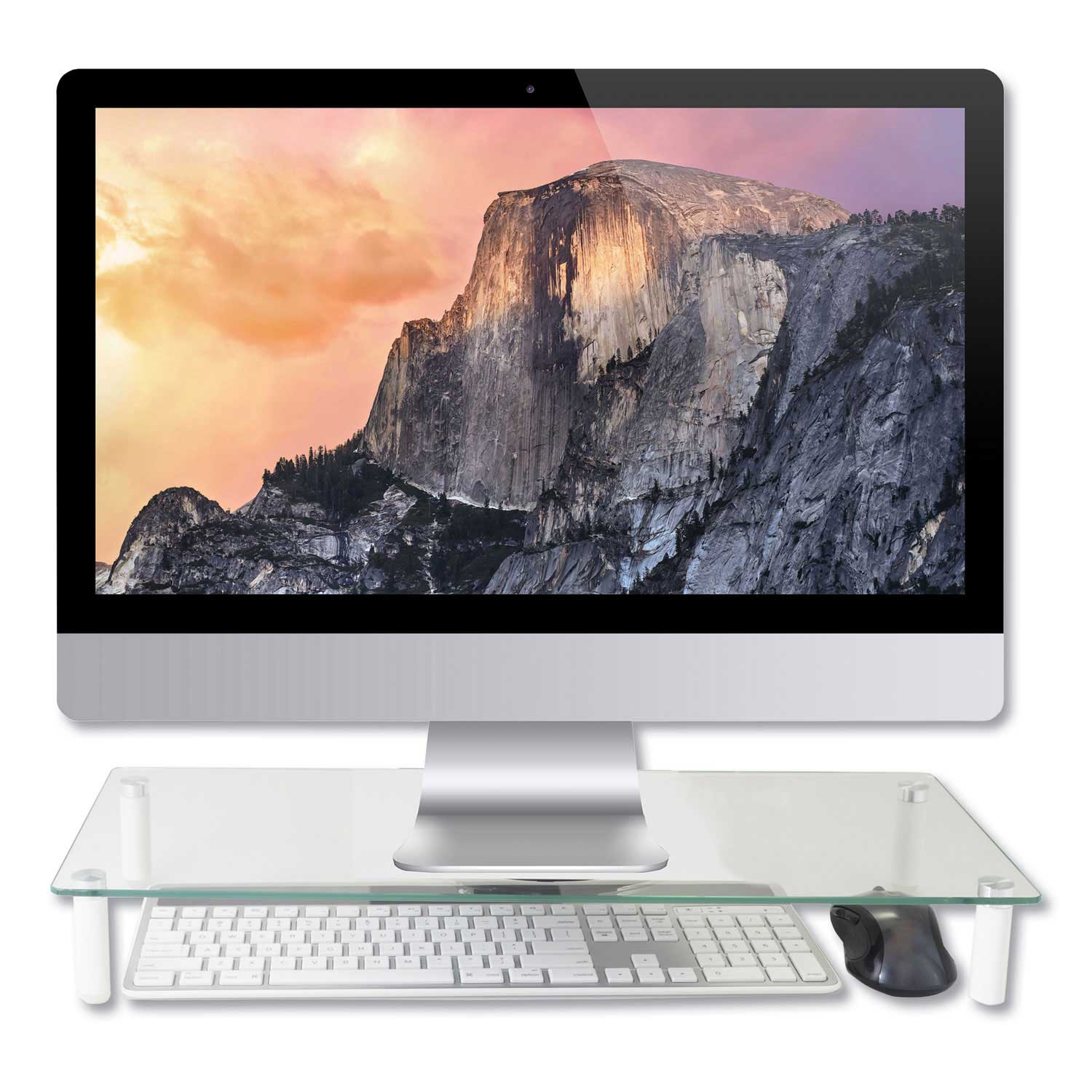 Kantek Clear Glass Monitor Riser, 22 x 8.25 x 3.25 inch