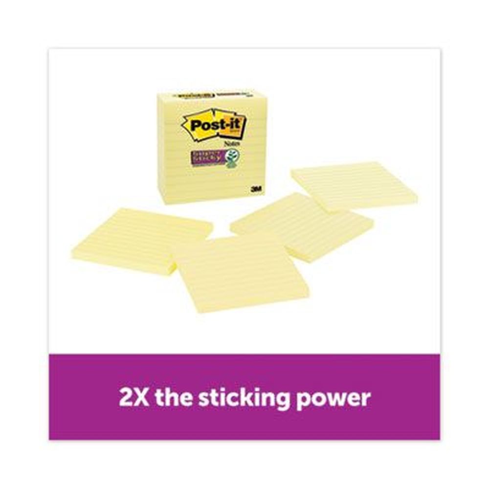 Post-it Notes Super Sticky Canary Yellow Note Ruled Pad, 4 x 4 inch ...