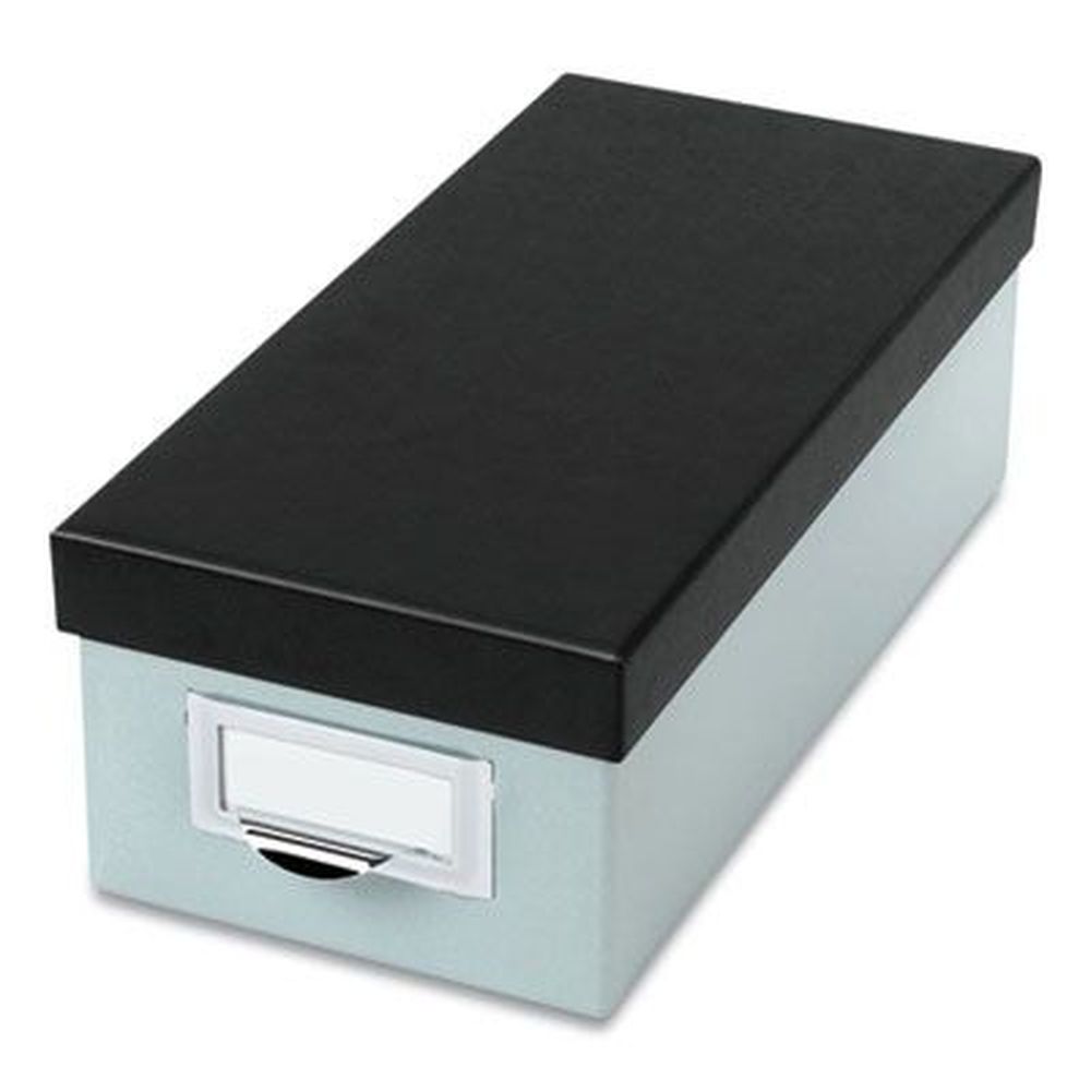 Oxford Pressboard Blue Fog/Black Index Card Storage Box - Holds 1000 3 ...