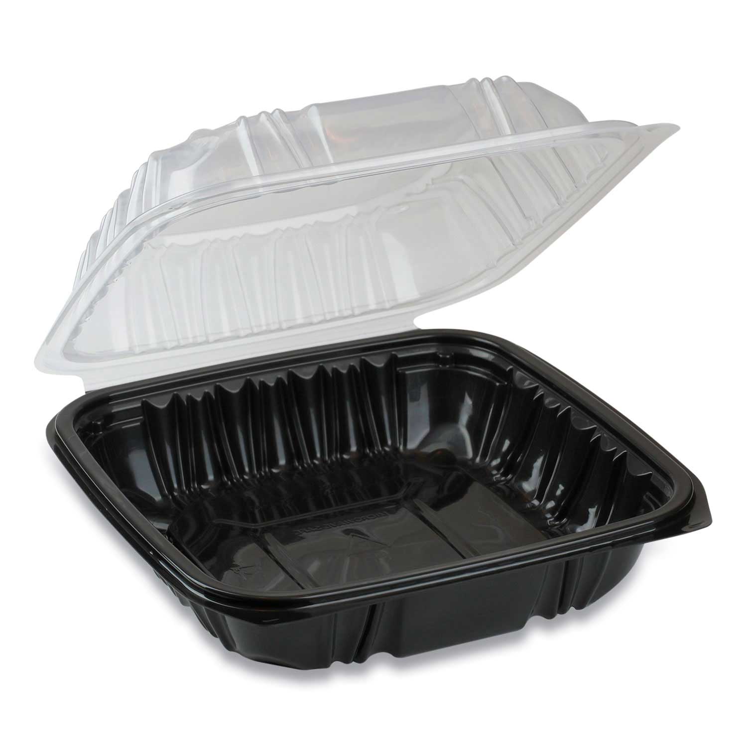 Pactiv EarthChoice Black and Clear 1 Compartment Hinged Lid Takeout ...