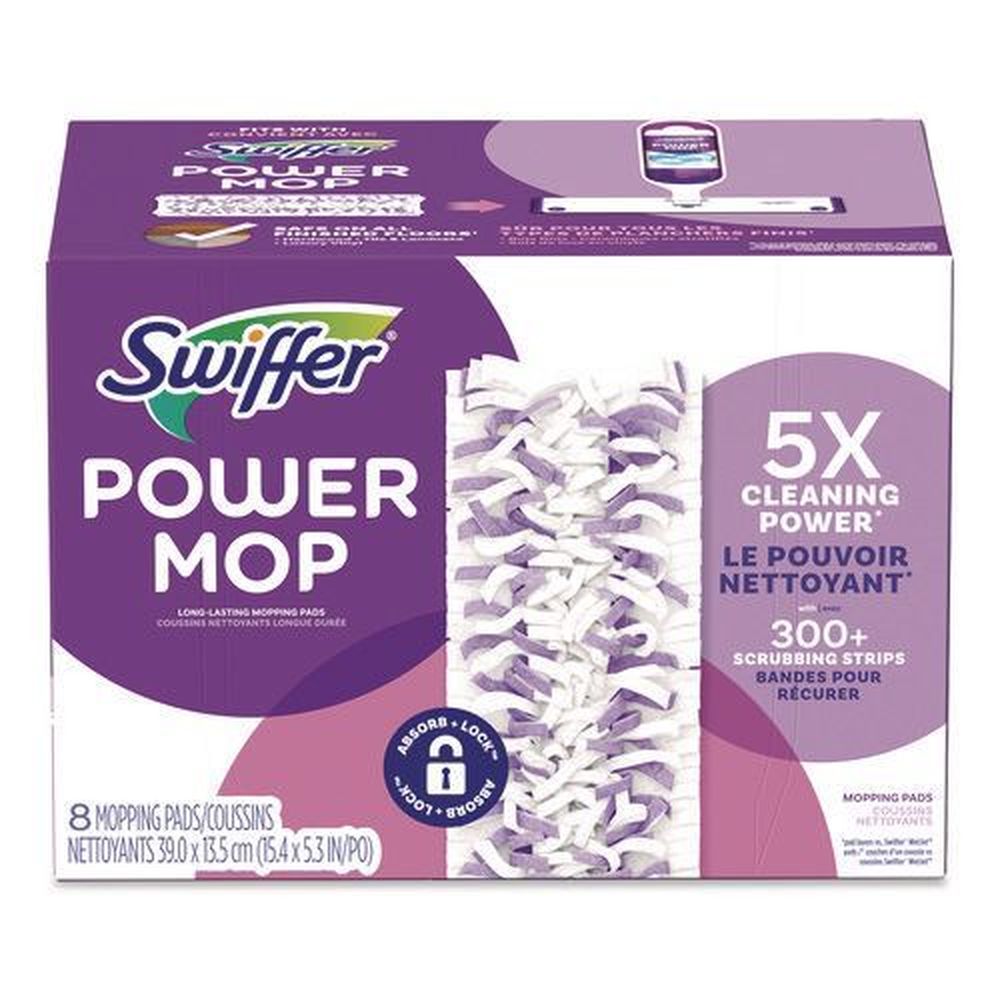 Swiffer PowerMop Purple White Mopping Pad, 8 count