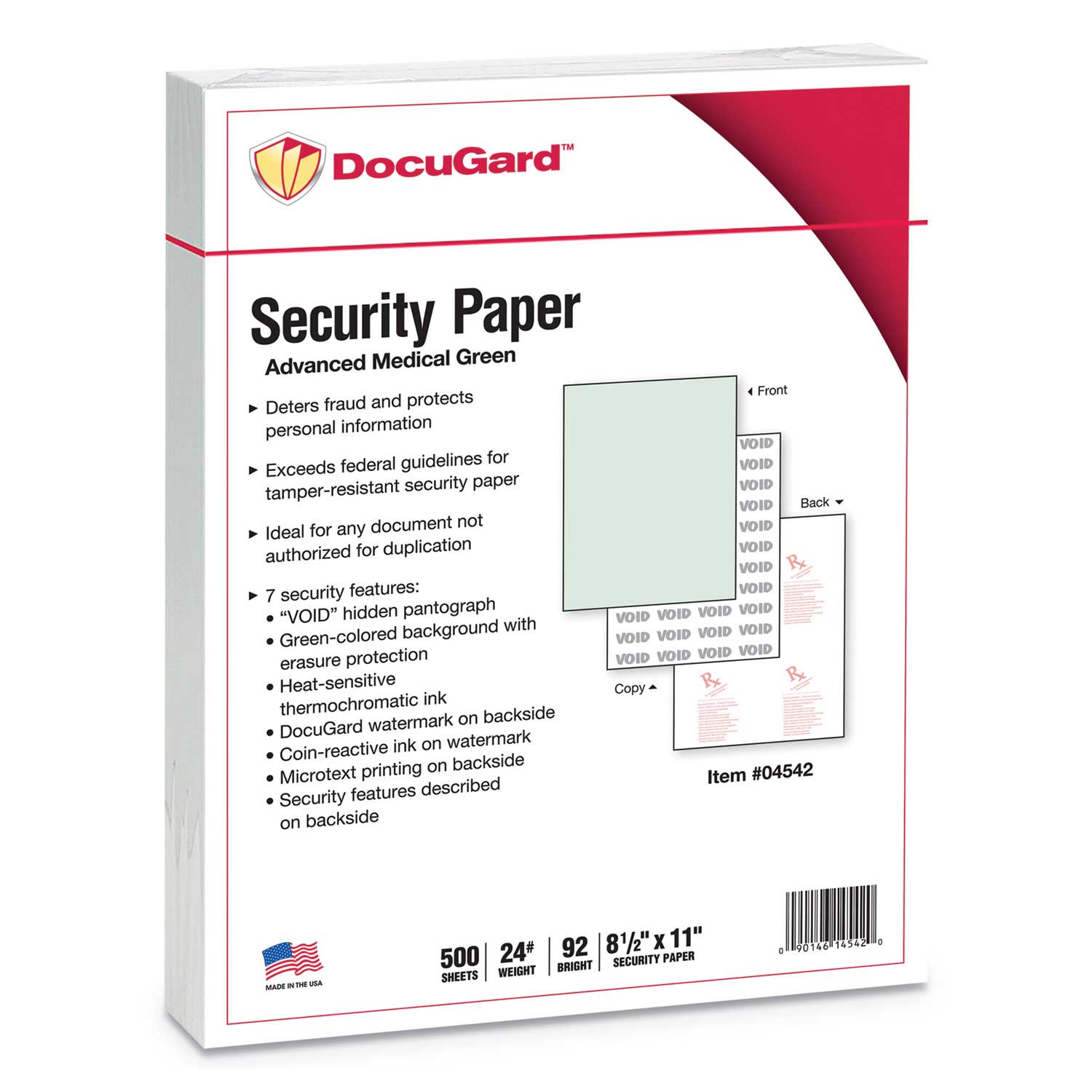 DocuGard Green Medical Security Paper, 24 Pound - 500 per reem -- 1 ...