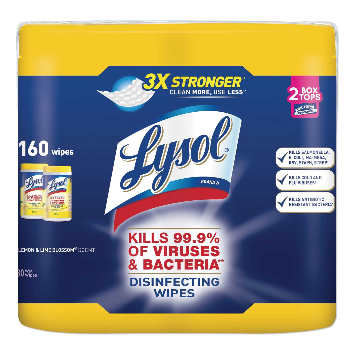 Lysol Lemon and Lime Blossom Disinfecting Wipe, 7 x 8 inch - 80 per ...