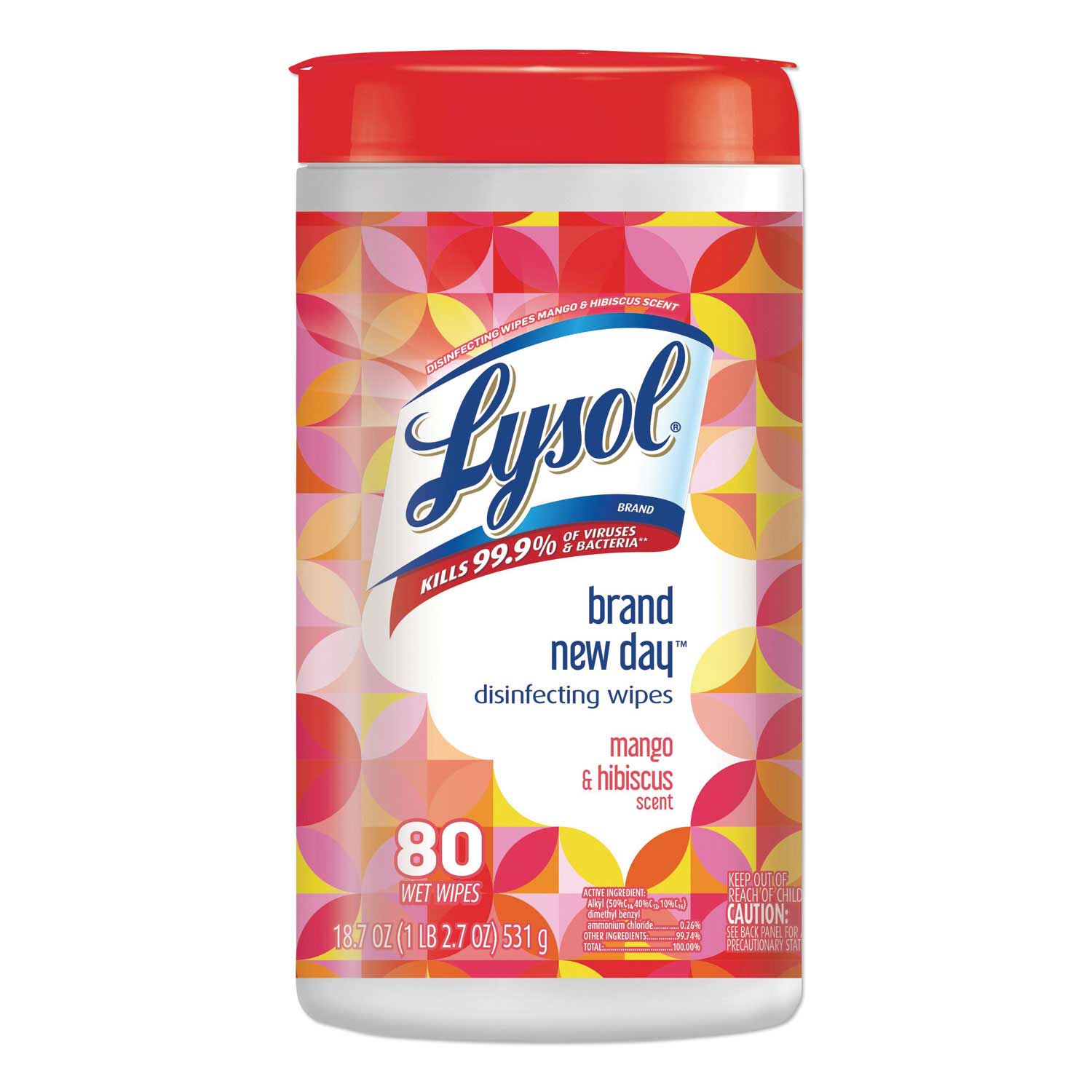 Lysol Mango and Hibiscus Disinfecting Wipe, 7 x 8 inch - 80 per pack ...