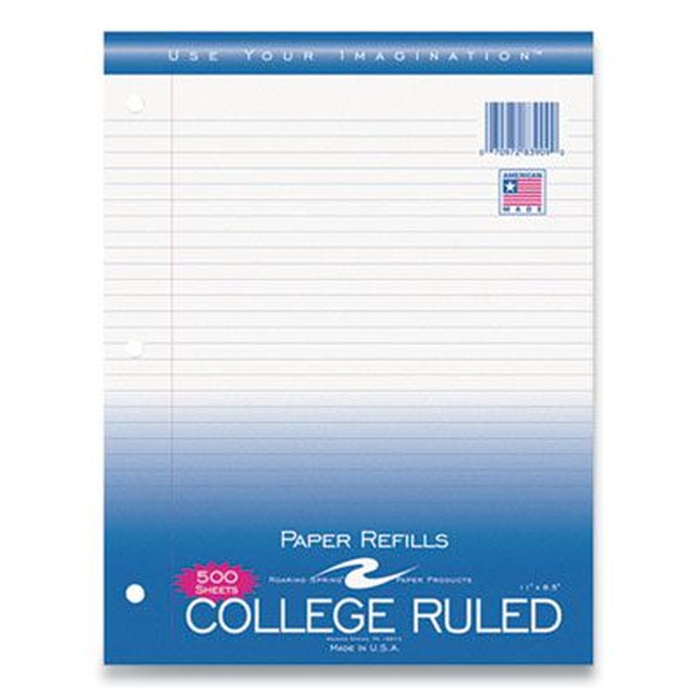 Roaring Spring College Rule Notebook Filler Paper, 8.5 x 11 inch -- 500 ...