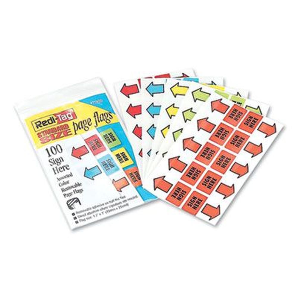 Redi-Tag Assorted Colors Removable Sign Here Flags -- 50 per pack