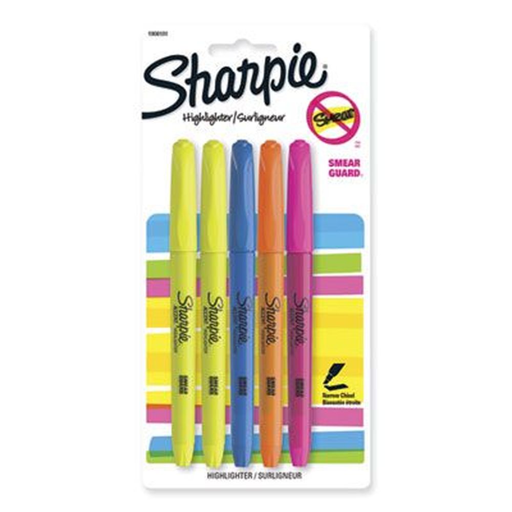 Sharpie Pocket Style Chisel Tip Highlighters -- 5 per set ...