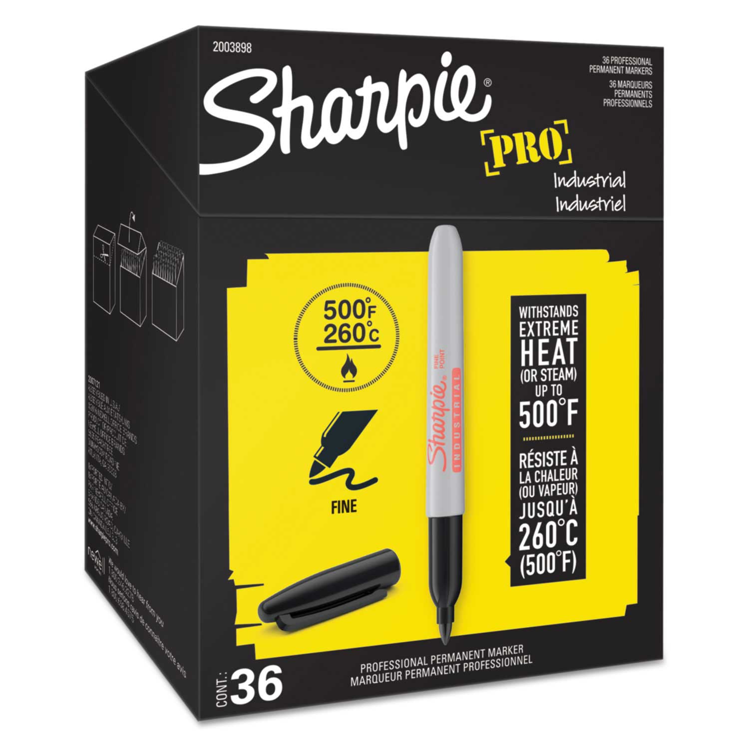 Sharpie Black Fine Bullet Tip Industrial Permanent Marker - 36 count ...