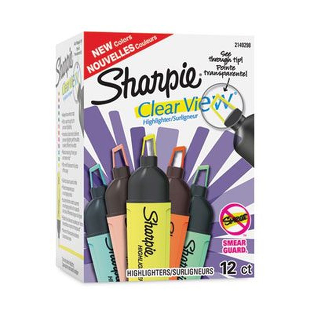 Sharpie Clearview Tank-Style Chisel Tip Highlighter -- 12 per pack