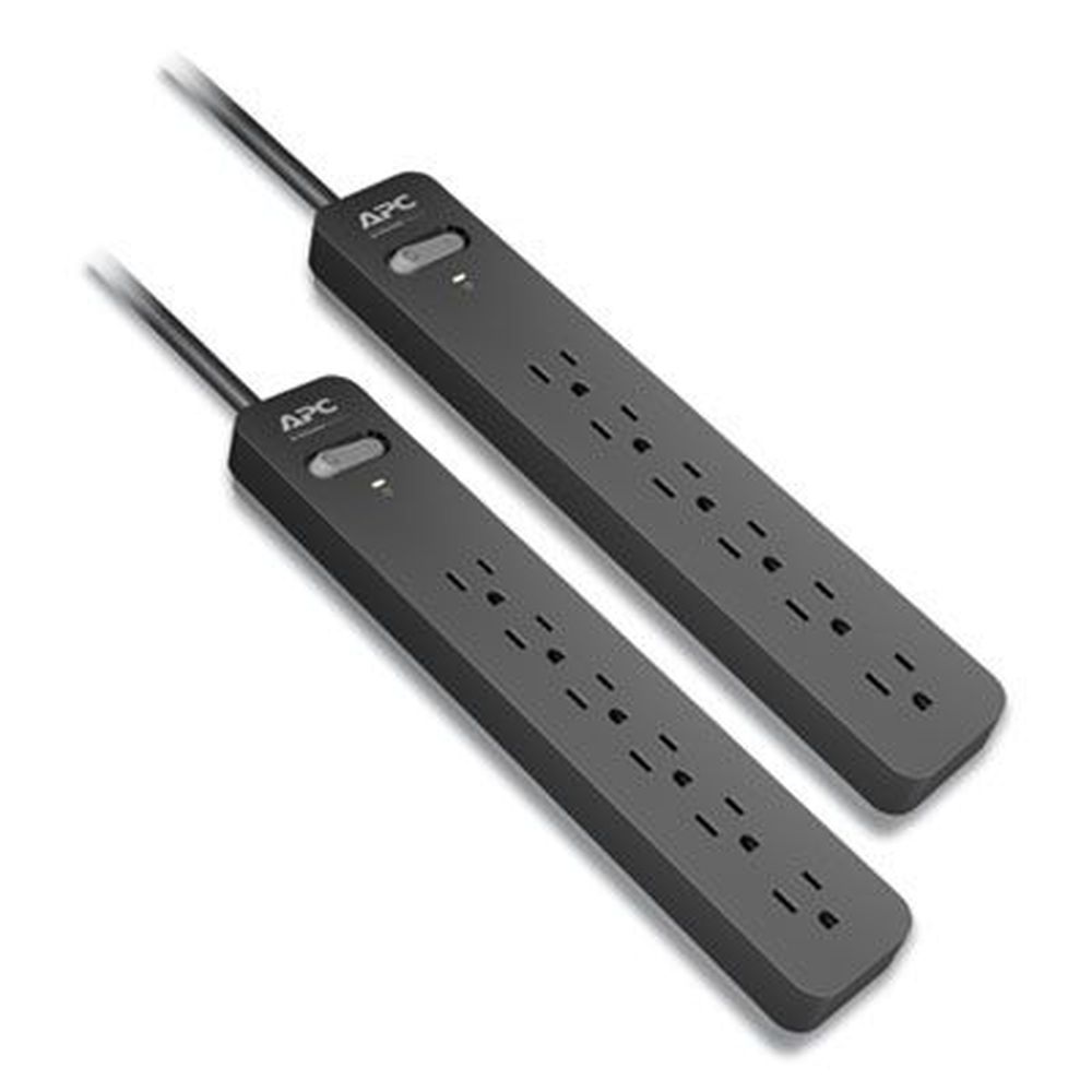APC Black Essential SurgeArrest Surge Protector with 6 AC Outlets, 3 ...