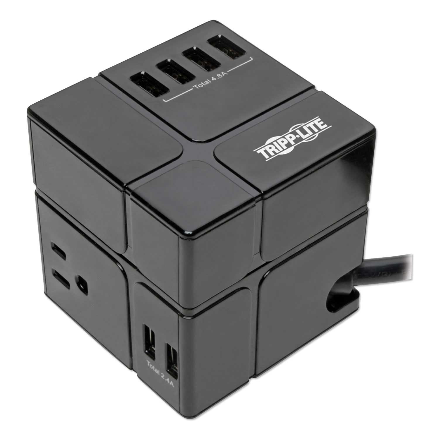 Tripp Lite Black Three Outlet Power Cube Surge Protector with Six USB A ...