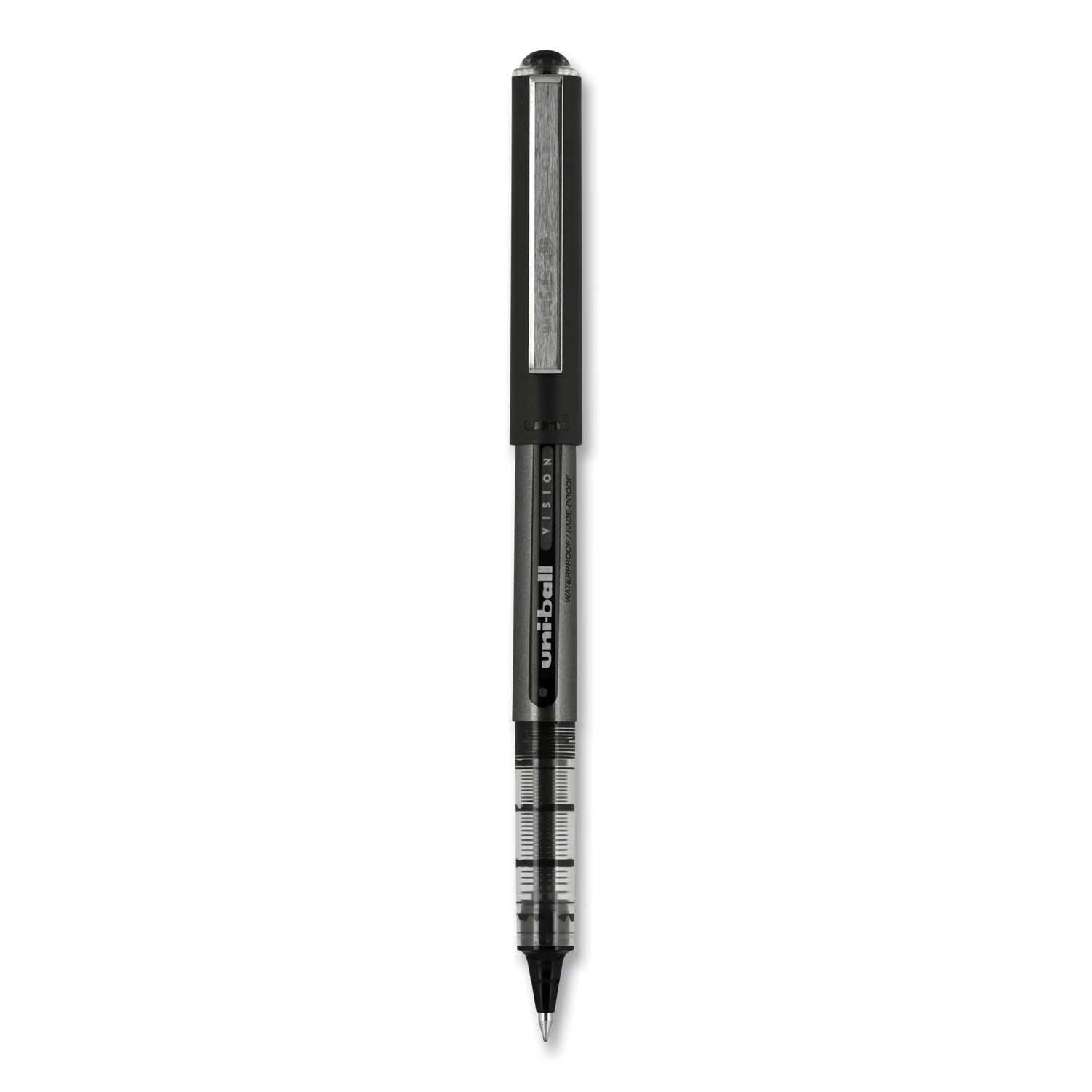 Uni Ball Black Ink Black Barrel Bold 1 Mm Vision Roller Ball Pen -- 12 ...