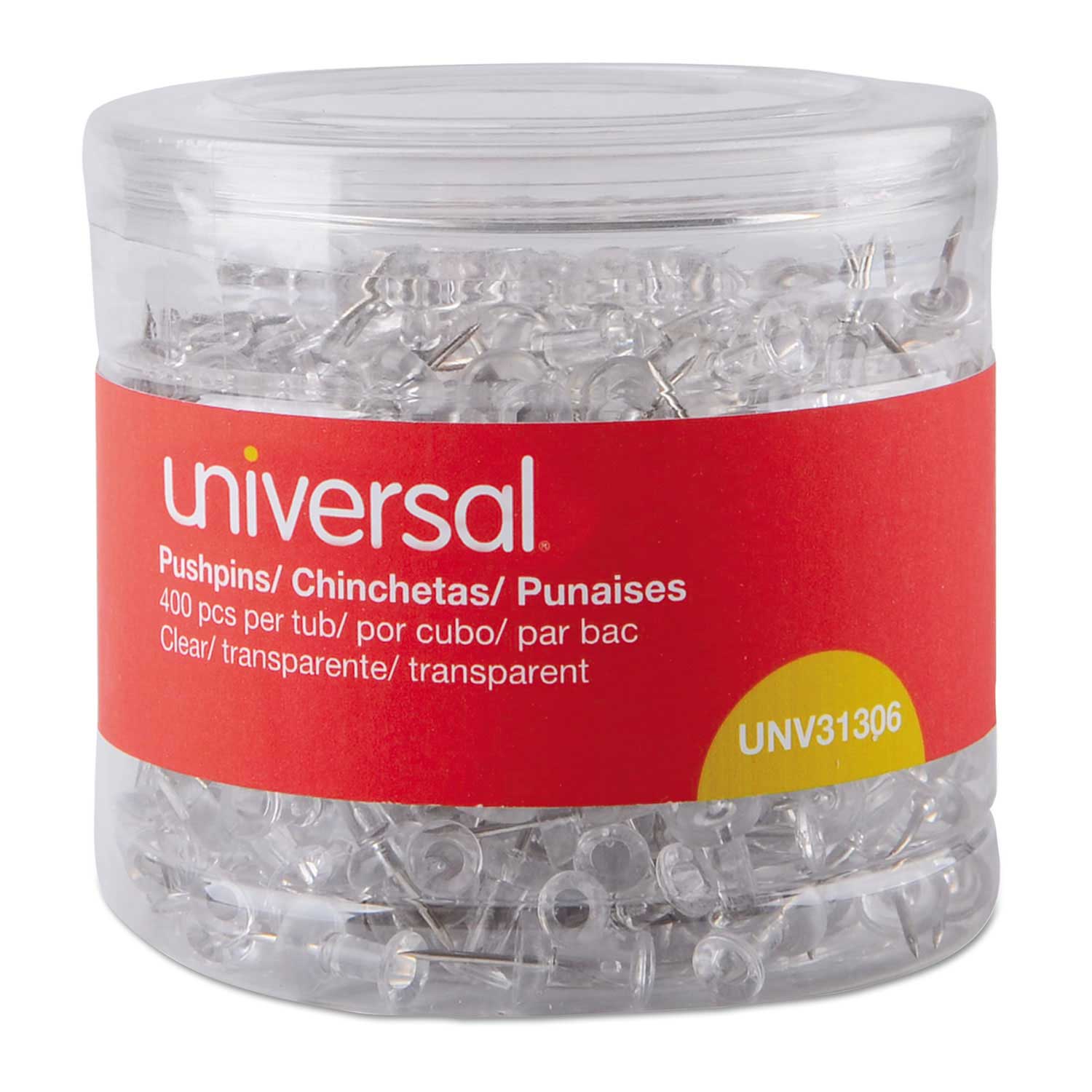 Universal Plastic Clear Push Pin, 3/8 inch - 400 count per pack -- 1 ...