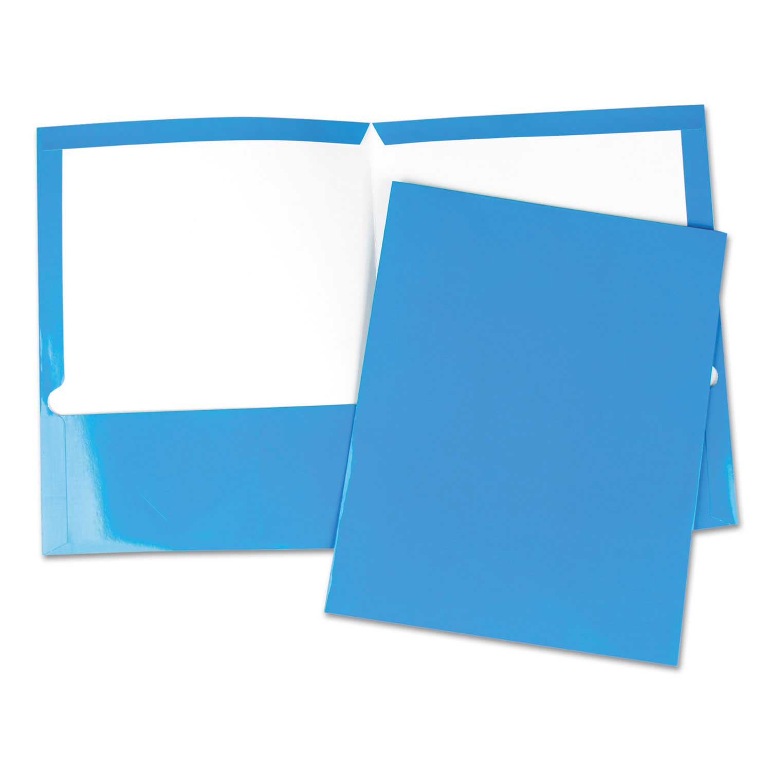 Universal Blue Cardboard Paper Laminated Two-Pocket Folder, 11 x 8 1/2 ...