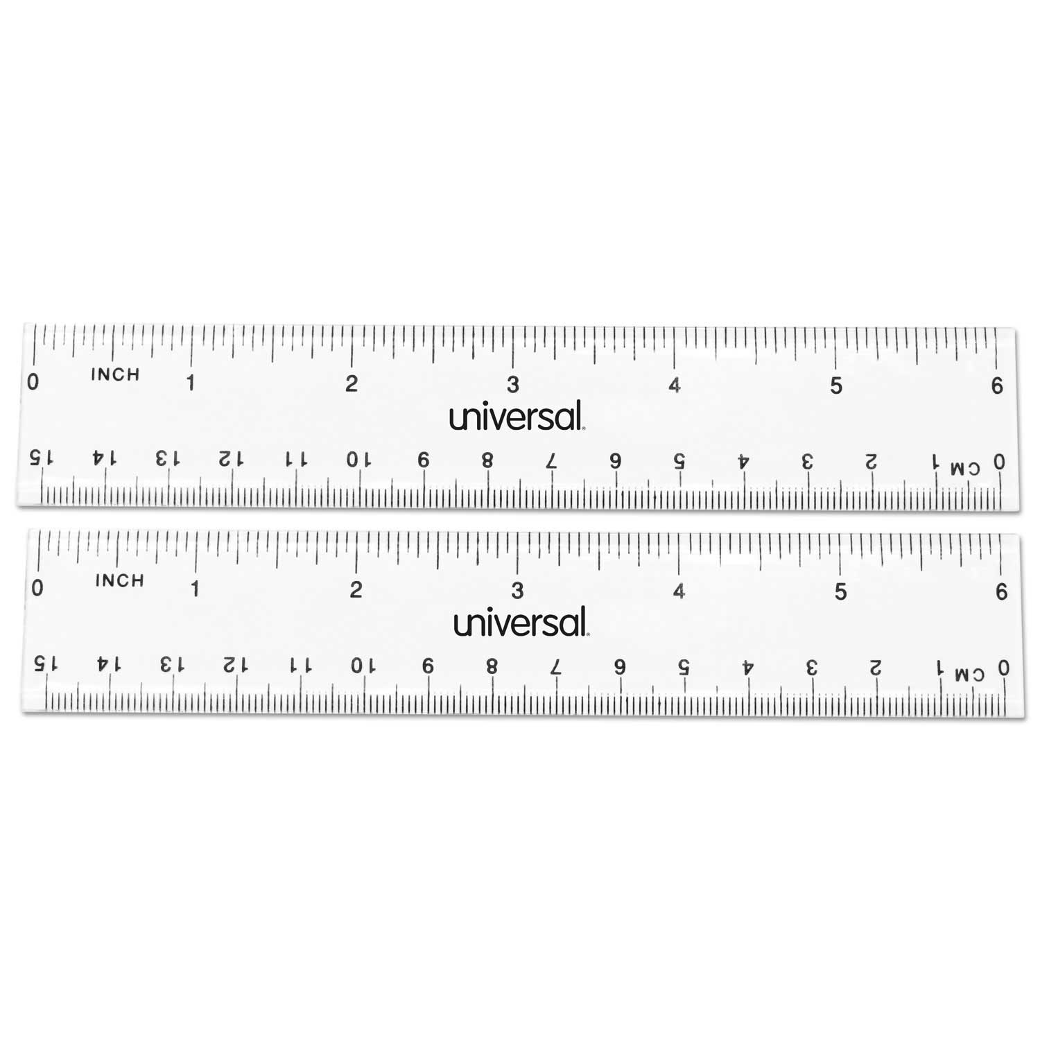 Universal Standard/Metric Clear Plastic Ruler, 6 inch - 2 count per ...