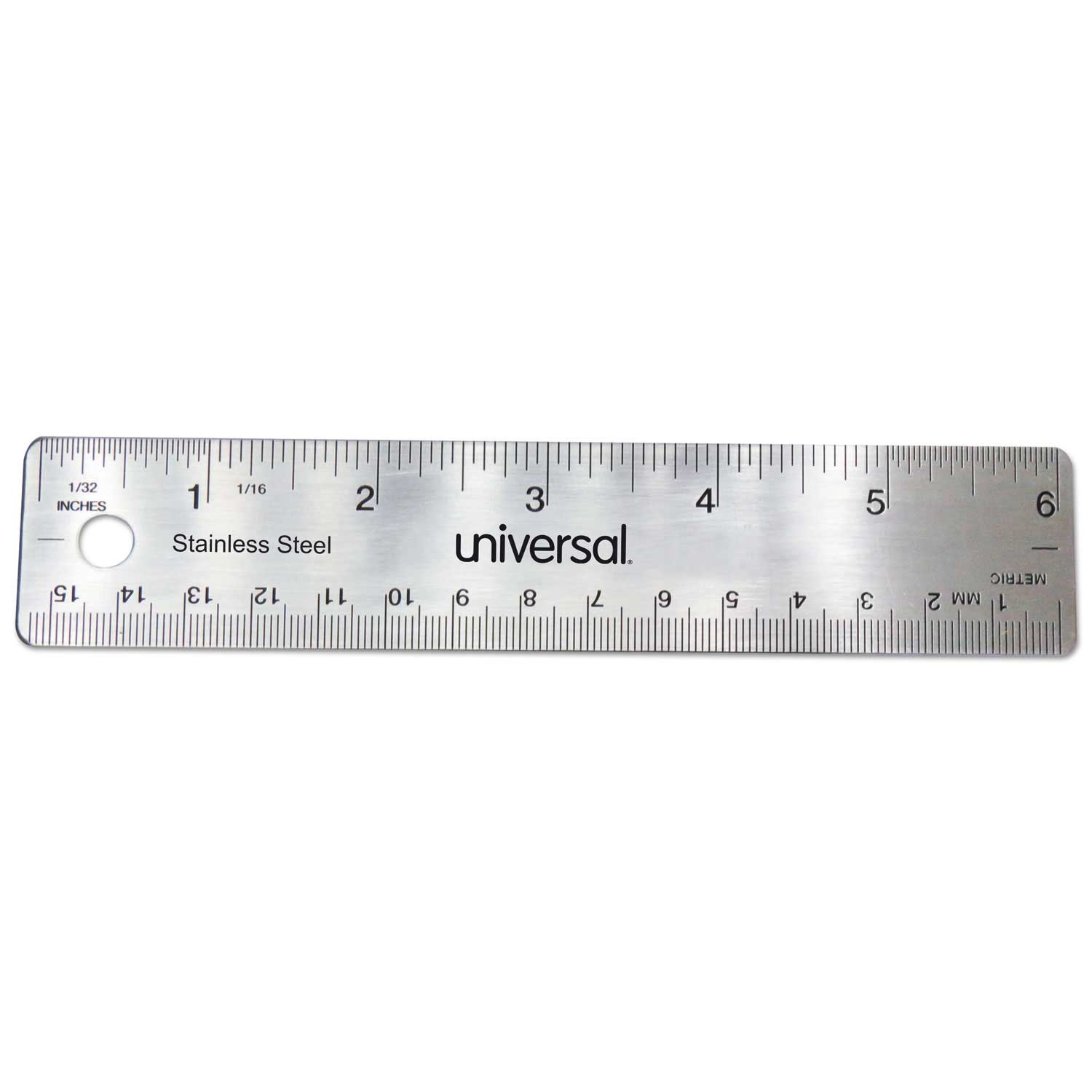 Universal Standard/Metric Stainless Steel Ruler, 6 inch