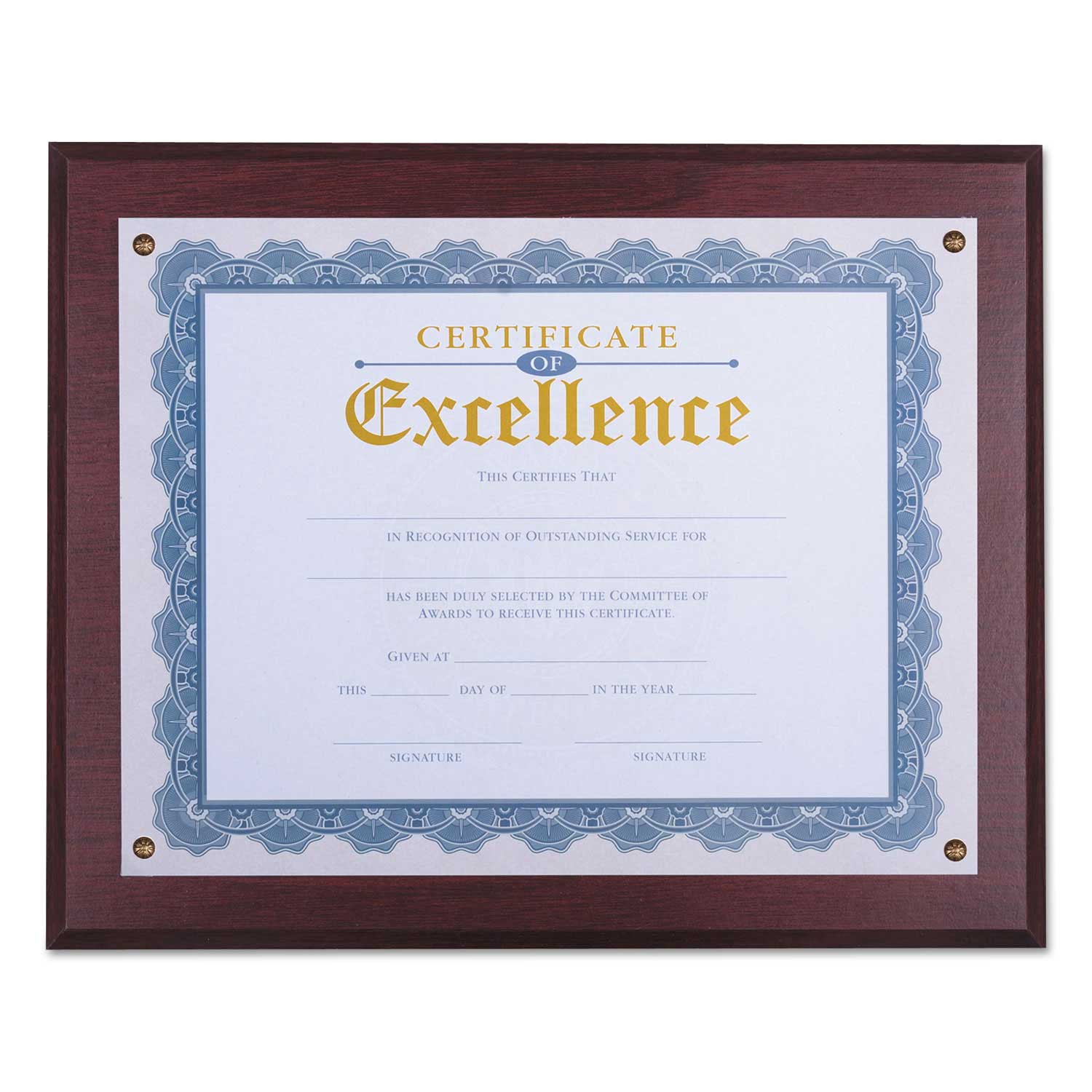 Universal Mahogany Rectangular Award Plaque, 13 1/3 x 11 inch