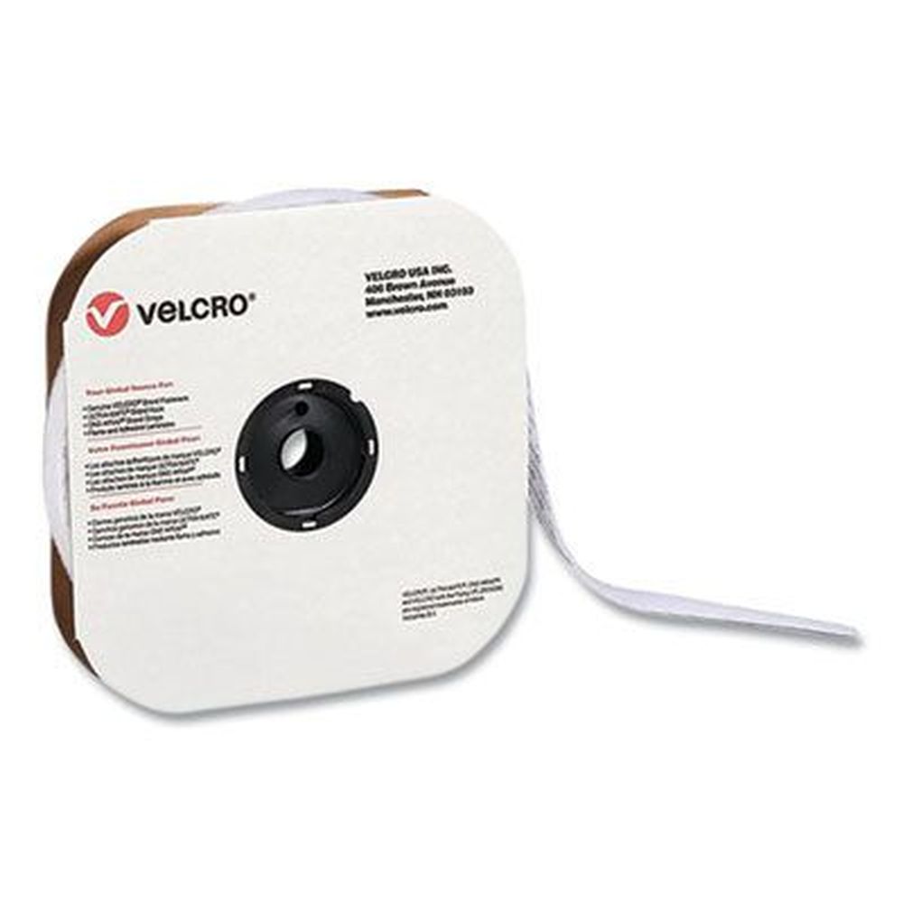Velcro White Loop Side Sticky-Back Fasteners, 1 inch x 75 Feet roll