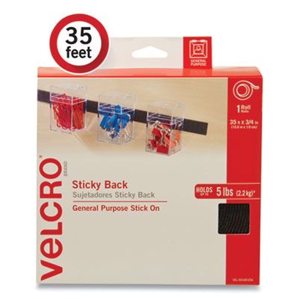Velcro Black Removable Adhesive Sticky Back Fastener Tape, 0.75 inch x ...