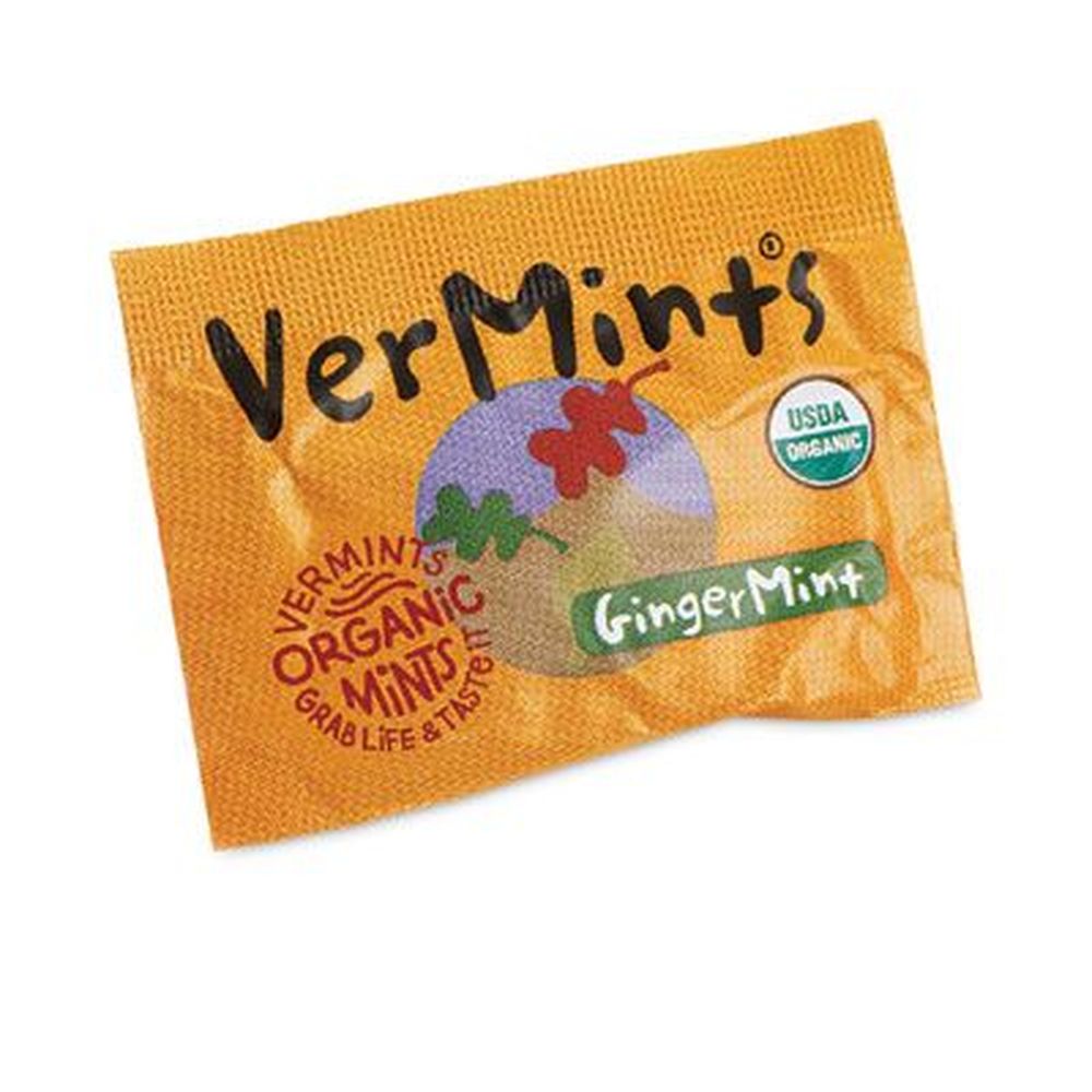 VerMints Organic Individually Wrapped Gingermint Mints/Pastilles, 0.7 Ounce -- 100 per box