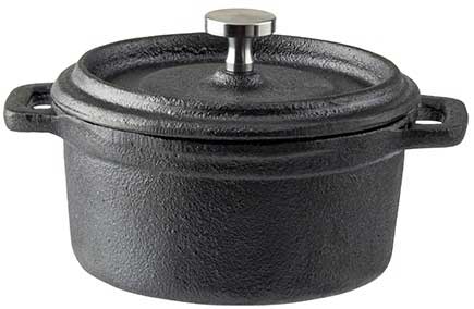 Tablecraft Cast Iron Cocotte with Lid and Stainless Steel Knob, 8 Ounce