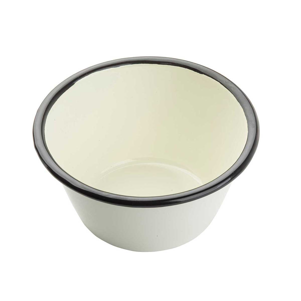 Tablecraft Enamelware Collection Round Creamy White with Black Rim Bowl ...