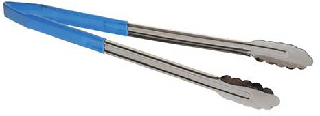 Tablecraft Stainless Steel Vinyl-Coated Tong with Blue Handle, 16 inch ...