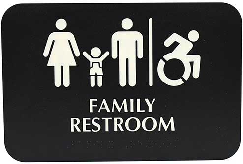 Tablecraft Plastic Ada Compliant Braille Family Restroom Handicap ...