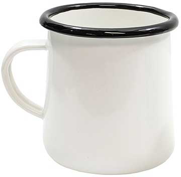 Tablecraft Enamelware Collection Creamy White with Black Rim Mug, 16 ...