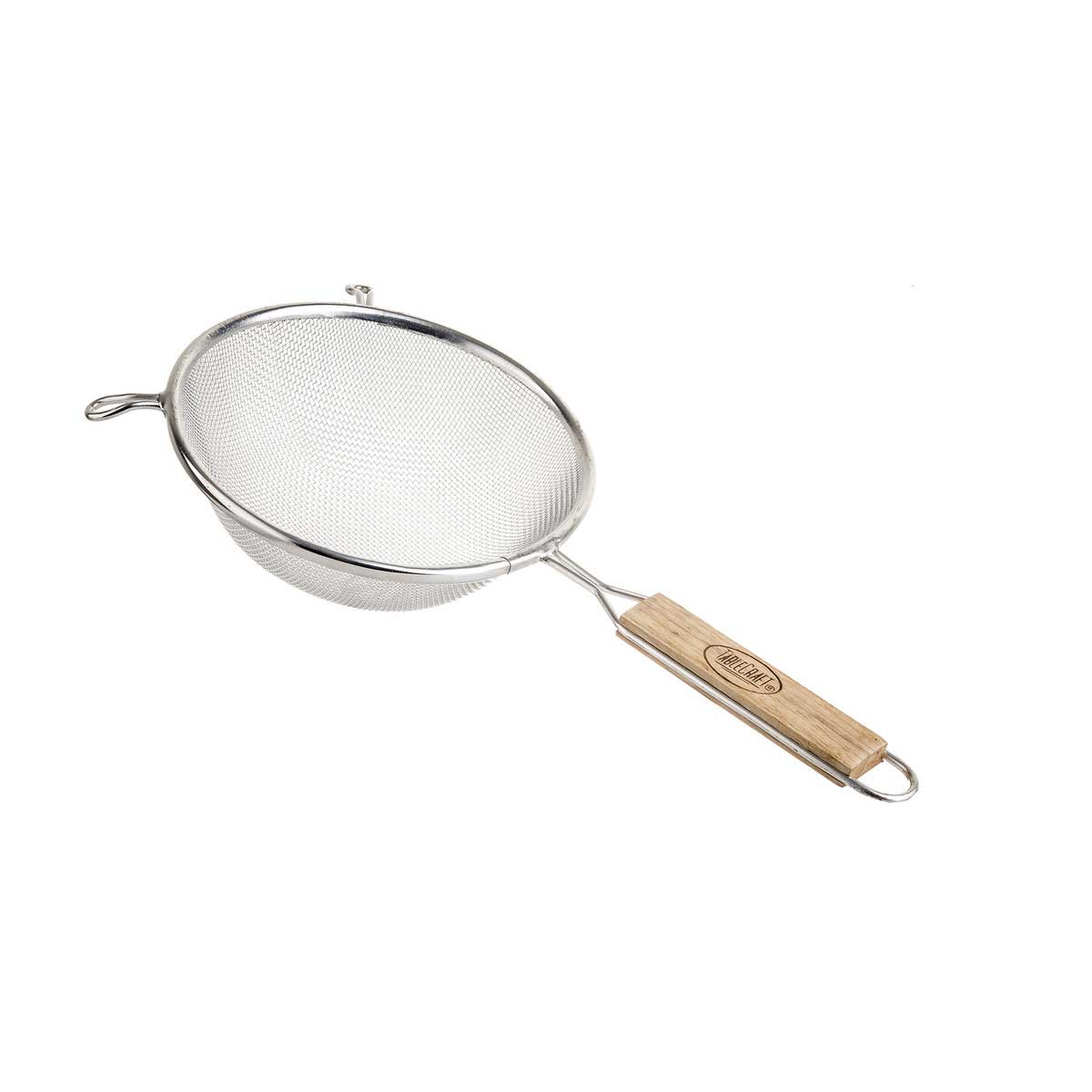 Tablecraft Tin Plated Single Medium Mesh Strainer with Wood Handle, 6. ...