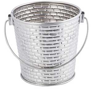 Tablecraft Stainless Steel with Embossed Brick Pattern Round Pail with ...